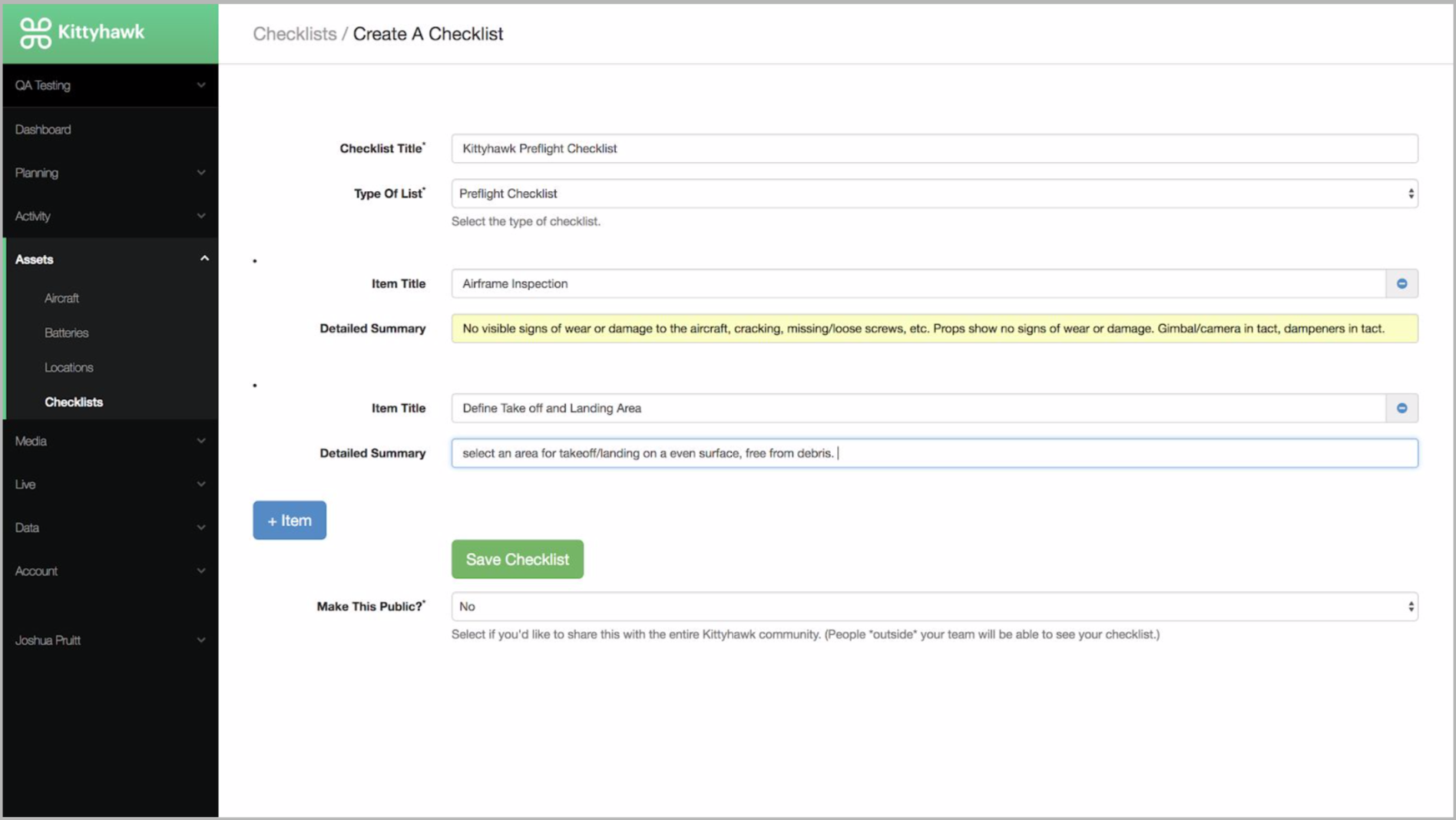 How do I add Checklists? Aloft
