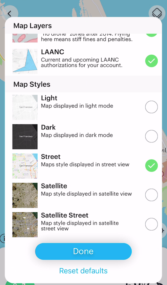 How can I change map layers? Aloft